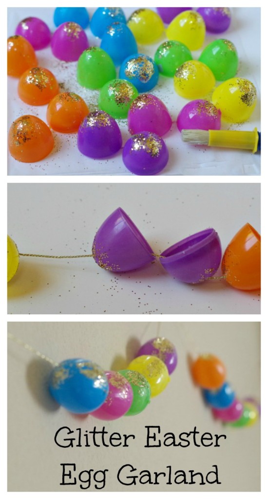 Glitter Easter Egg Garland and Dollar Store Craft Blog Hop