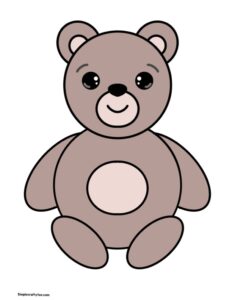 Free Printable Teddy Bear Outline for Kids Crafts