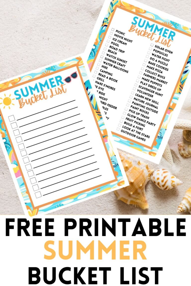 Free Printable Summer Bucket List Templates
