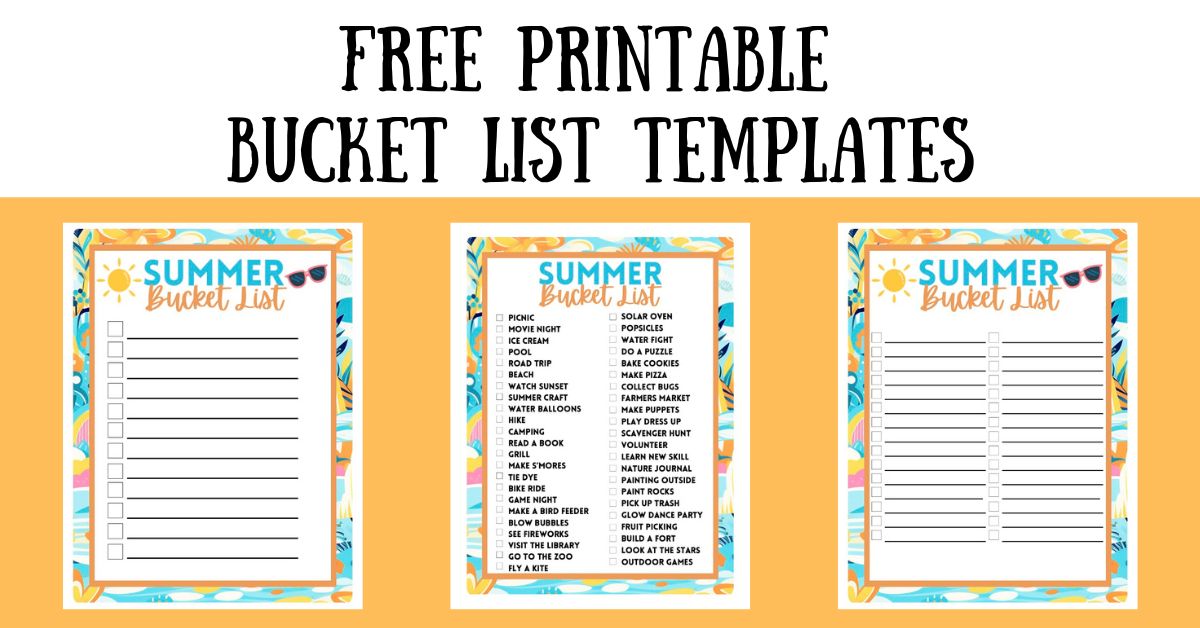 Summer Bucket List Worksheet Free Printable Blank Colorful Summer