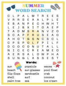 Free Printable Summer Word Search