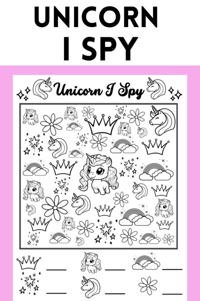 Coloring Unicorn I Spy Printable